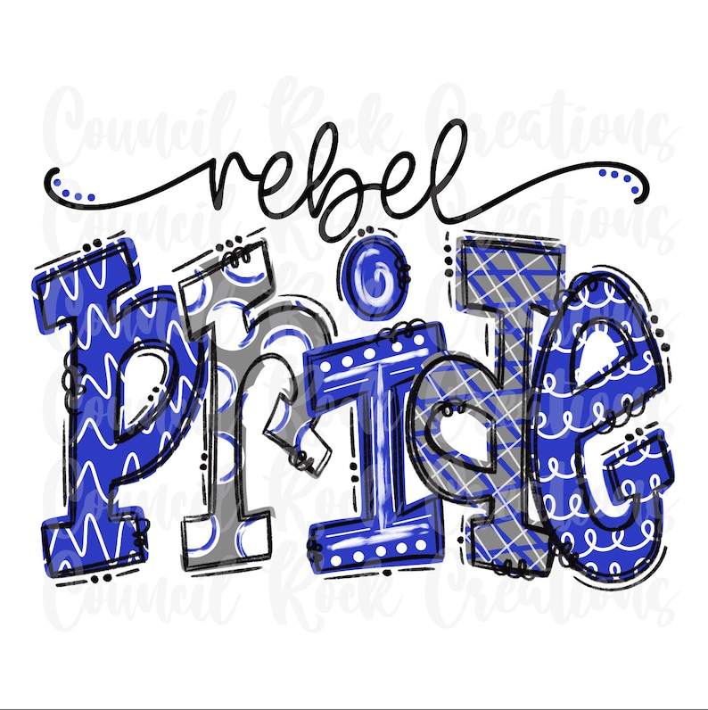 Rebel Pride PNG Doodle Letters School Spirit Digital - Etsy