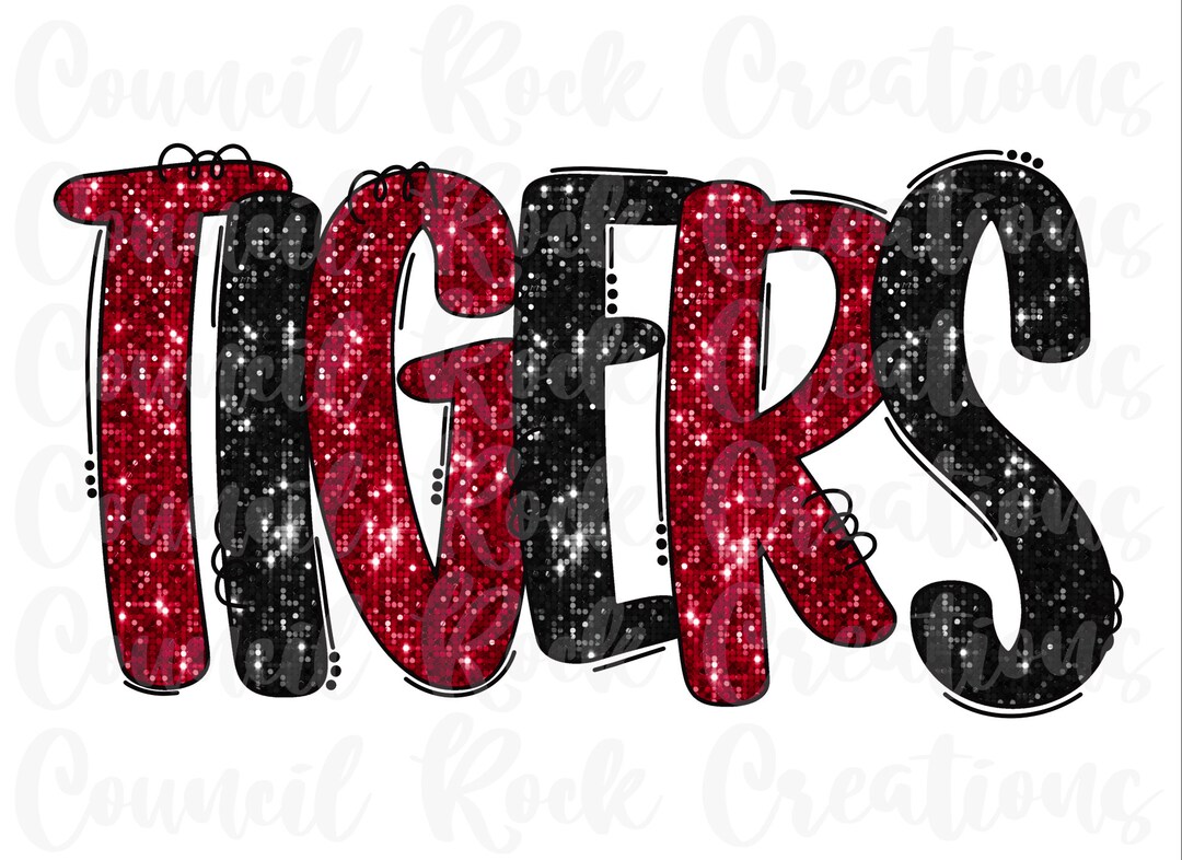 Sequin Glitter Bling Tigers PNG | Doodle Letters | School Spirit ...