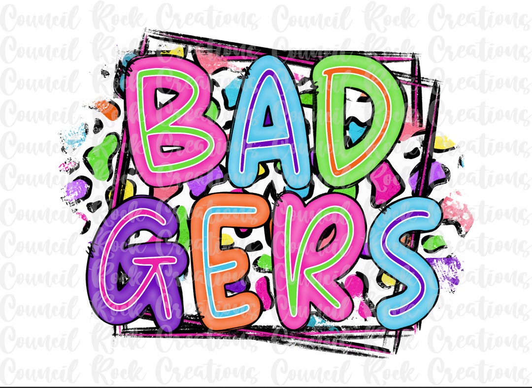 Badgers PNG, Colorful Cheetah Print, School Spirit, Team Spirit ...