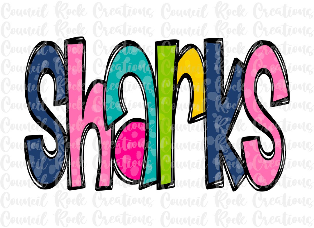 Sharks PNG, Colorful Preppy Sketchy , School Spirit, Team Spirit ...