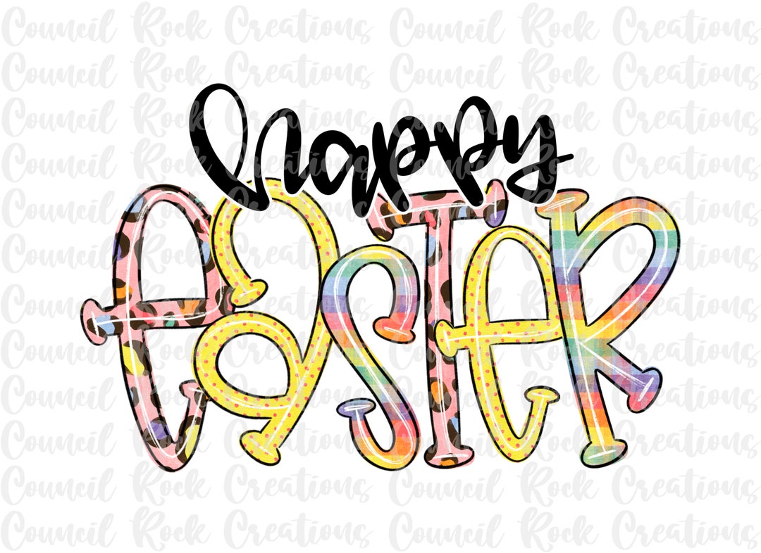 Happy Easter PNG | Scribble Doodle | Cheetah Print | Easter | Digital ...