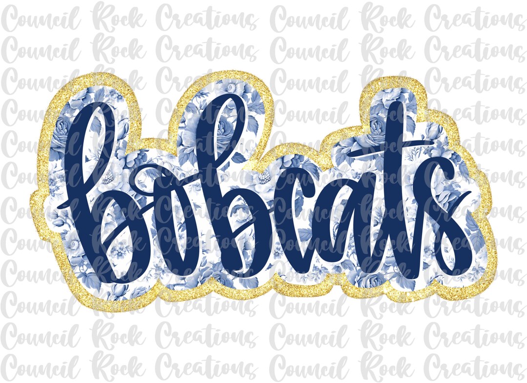 Bobcats Png, Blue Floral, Glitter, Hand Lettered, Mascot, School Spirit ...