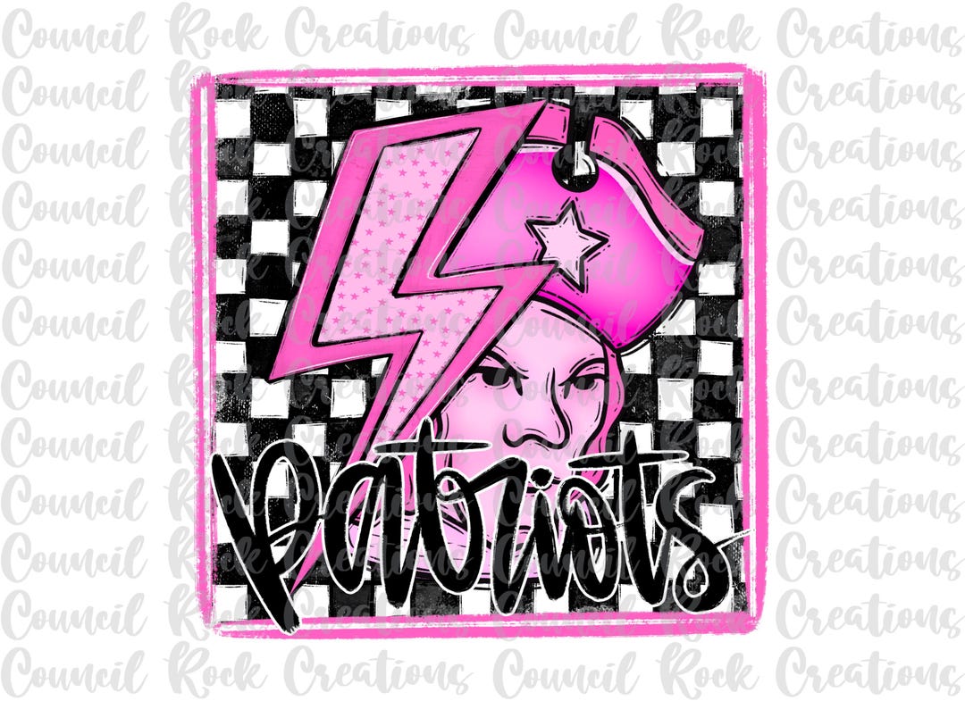 Pink Patriots PNG, Lightning Bolt, Checkered, Mascot, Stars, School ...