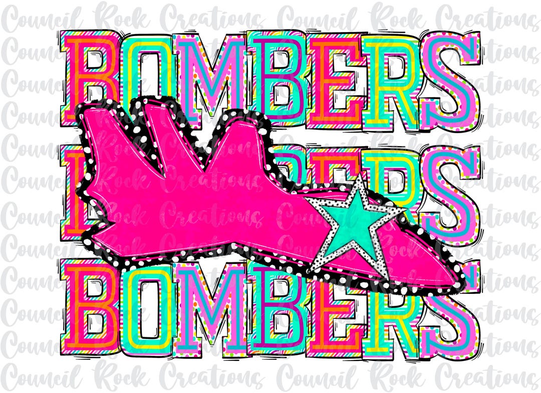 Bombers PNG, Colorful Varsity, Mascot, Dalmatian Dots, Stars, School ...
