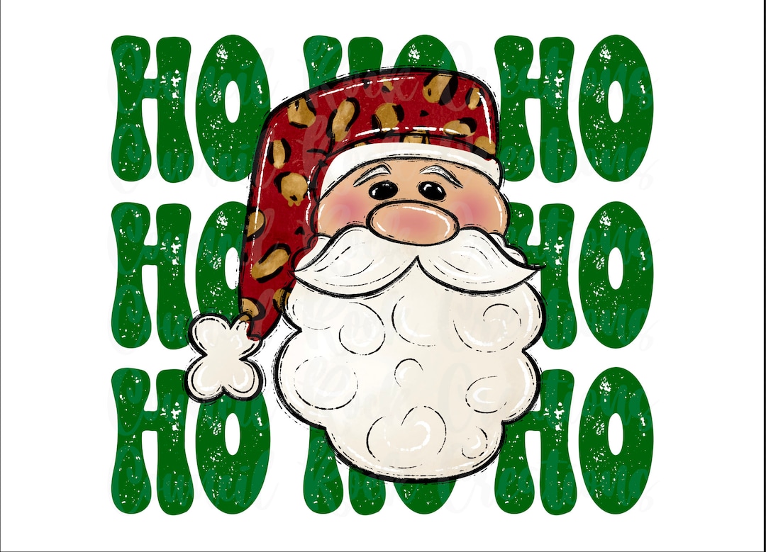 HO Ho Ho Santa PNG Cheetah Print Hat Christmas Digital File Sublimation ...