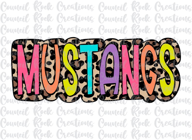 Mustangs PNG, Colorful, Leopard Print, Mascot, School Spirit, Team ...