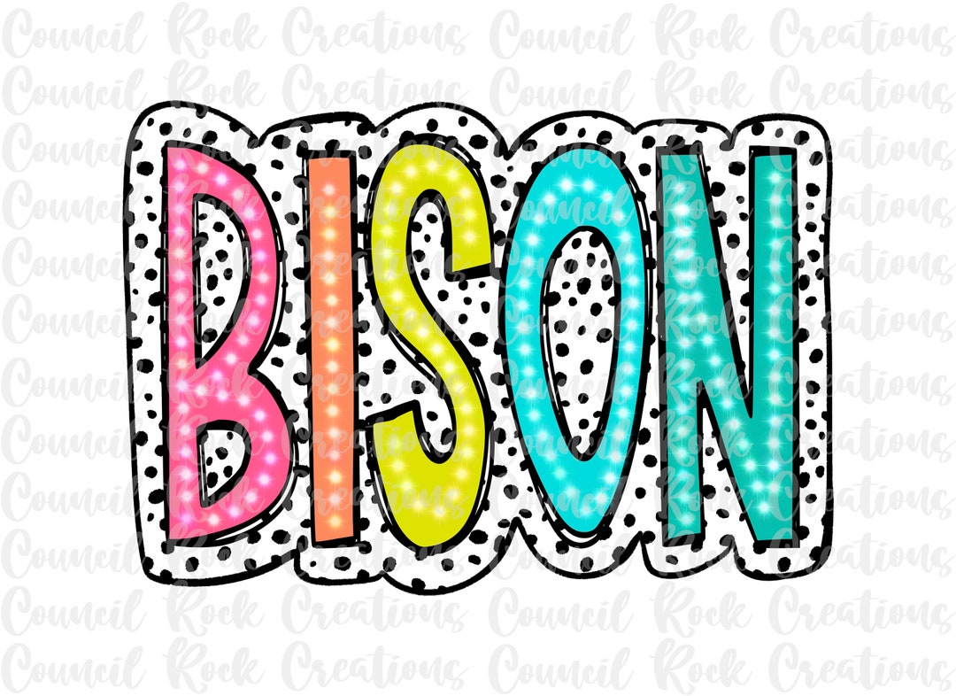 Bison PNG, Colorful, Dalmatian Dots, Mascot, School Spirit, Team Spirit ...