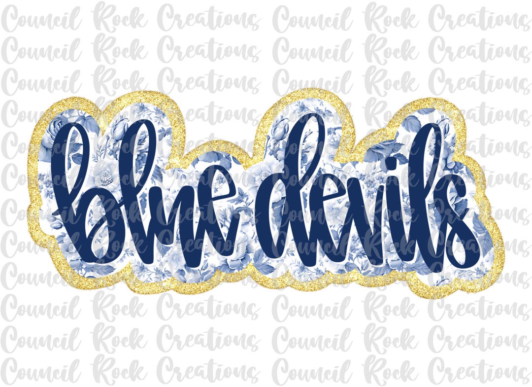 Blue Devils Png, Blue Floral, Glitter, Hand Lettered, Mascot, School ...