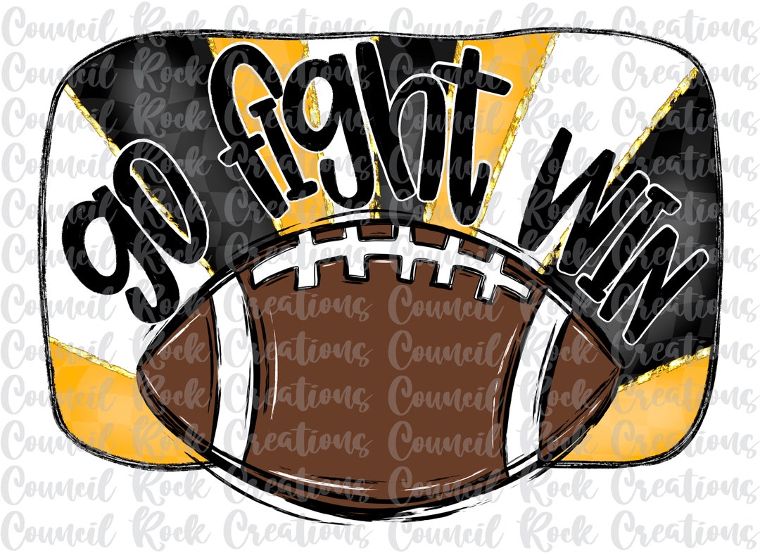 Go Fight Win Football, Checkered, Hand Lettered, School Spirit, Team ...