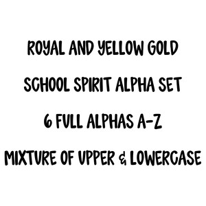 School Spirit Alpha Set PNG, Royal and Yellow Gold, Doodle Letters ...