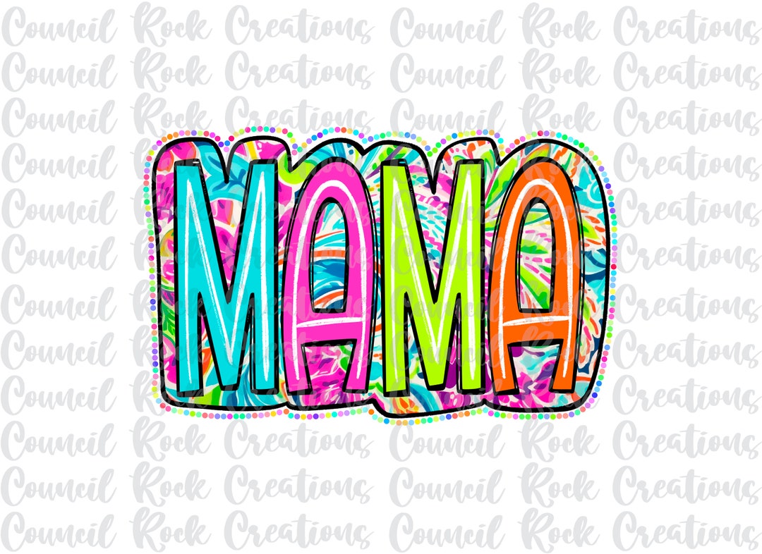 Mama PNG, Scribble Doodle, Bright Paisley Floral, Digital File ...