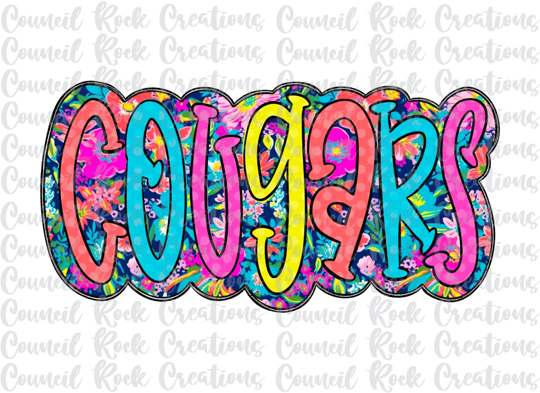 Cougars Png, Colorful Polka Dots Doodle, Blue Floral, Mascot, School ...