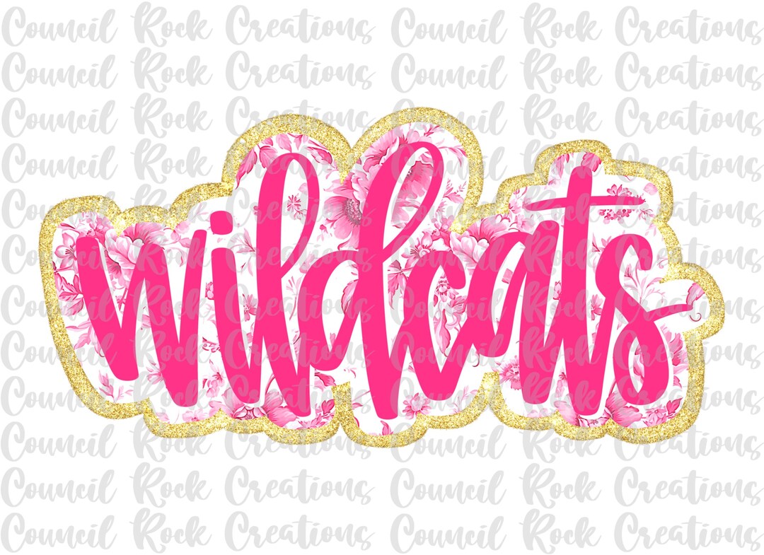 Wildcats Png, Pink Floral, Glitter, Hand Lettered, Mascot, School ...