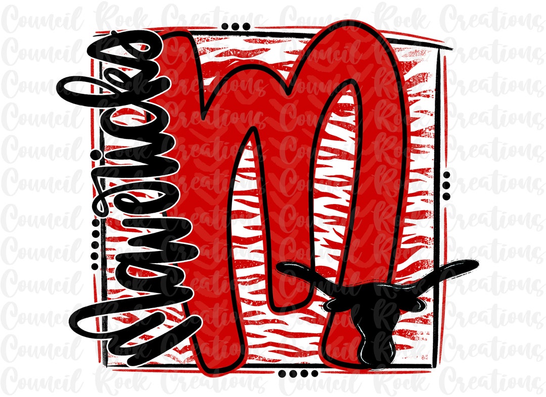 Mavericks PNG, Animal Print, Doodle Letter, School Spirit, Digital File ...