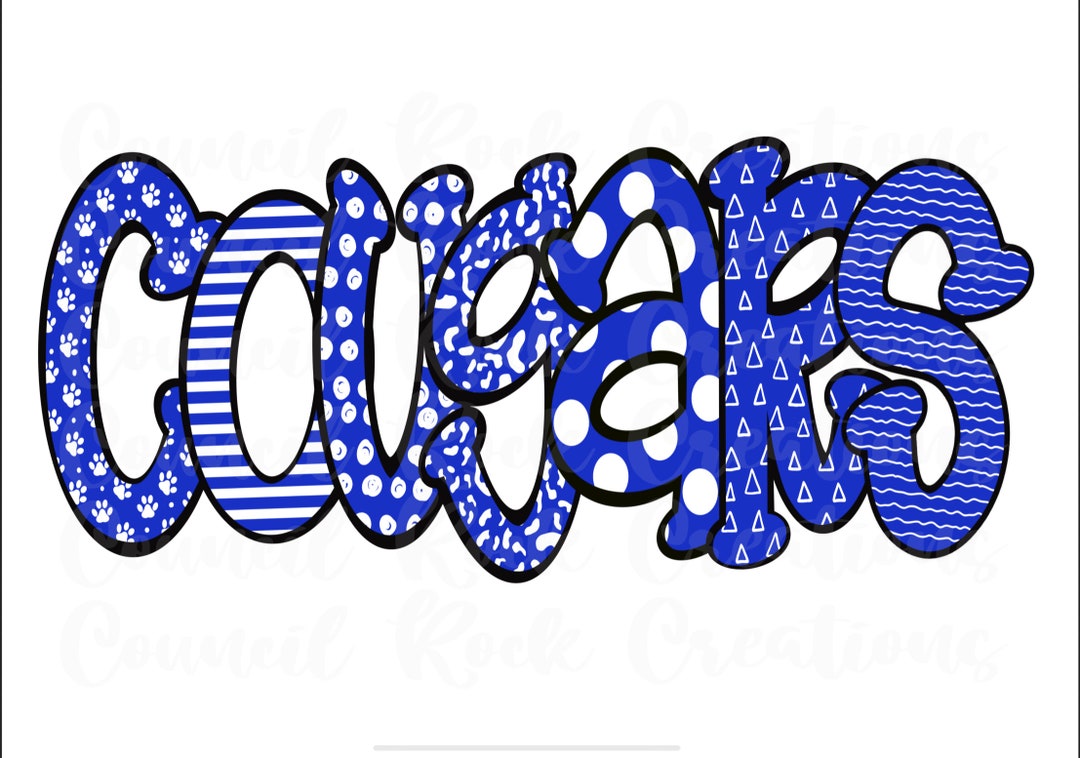 Cougars PNG Doodle Letters School Spirit Digital File Sublimation ...