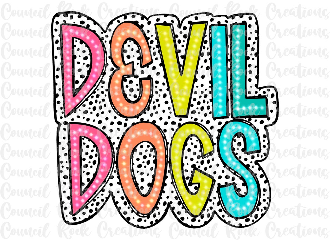 Devil Dogs PNG, Colorful, Dalmatian Dots, Mascot, School Spirit, Team ...