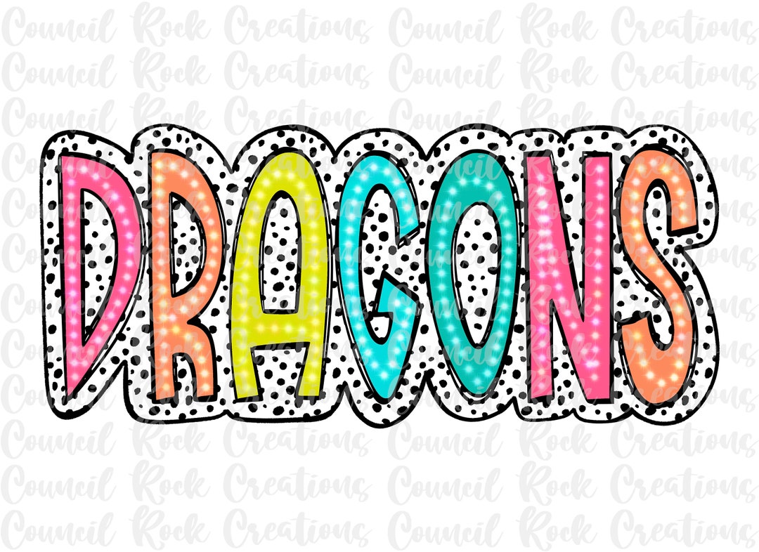 Dragons PNG, Colorful, Dalmatian Dots, Mascot, School Spirit, Team ...