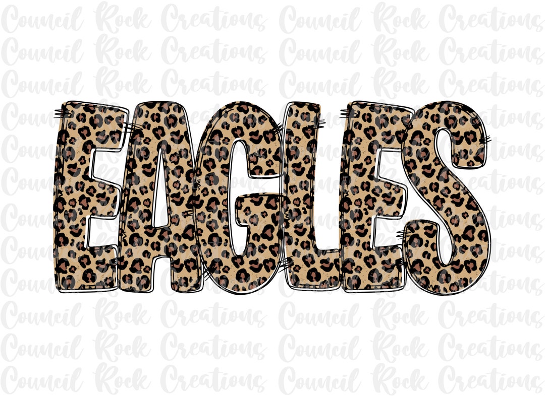 Eagles PNG, Cheetah Print Doodle Letters, School Spirit, Digital File ...