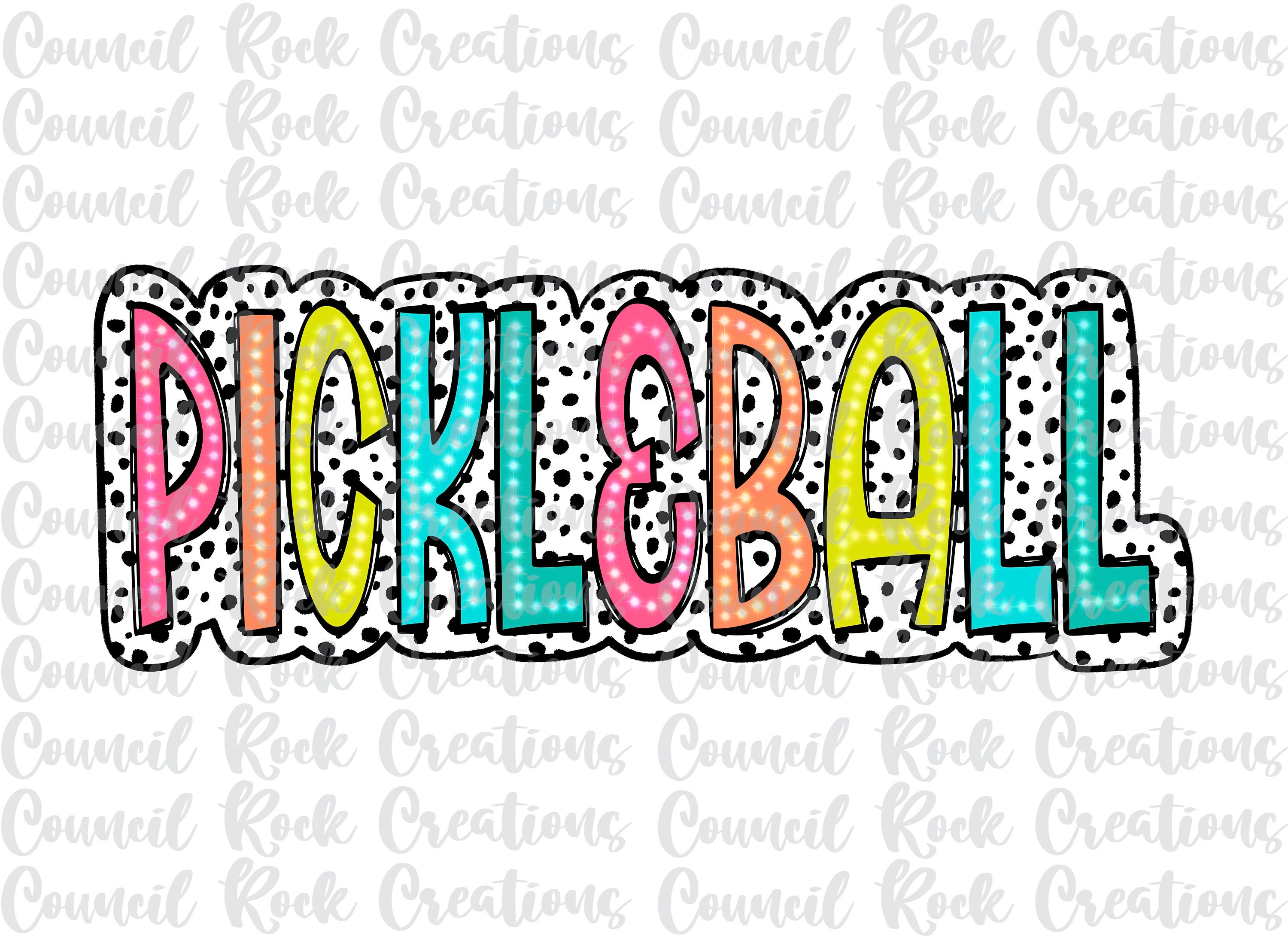 Pickleball PNG, Bright Doodle, Dalmatian Dots, Digital File ...