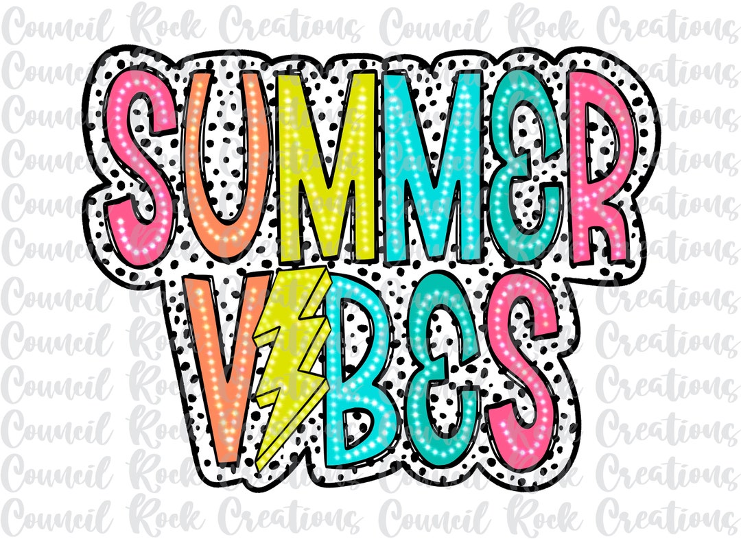 Summer Vibes PNG, Bright Doodle, Lightning Bolt, Dalmatian Dots ...