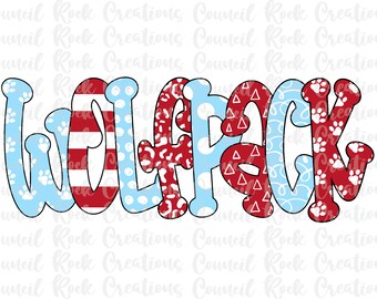 WOLFPACK Doodle Letters Sublimation PNG and SVG Digital Artwork Clip ...