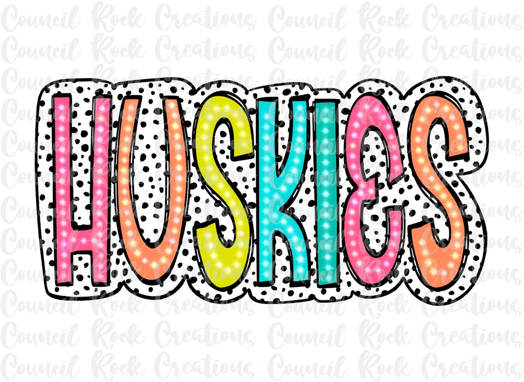Huskies PNG, Colorful, Dalmatian Dots, Mascot, School Spirit, Team ...