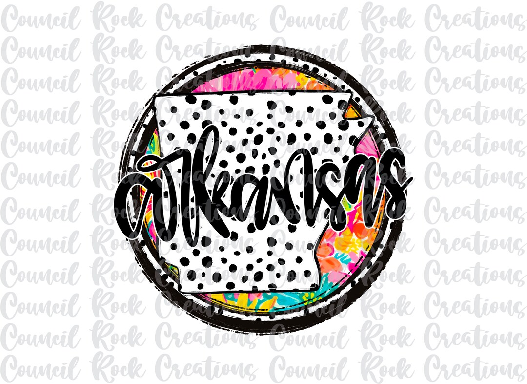 Arkansas Png, Dalmatian Dots Doodle State, Bright Tropical Floral ...