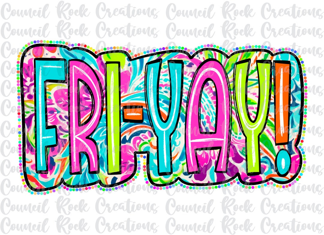 Fri Yay PNG, Scribble Doodle, Bright Paisley Floral, Digital File ...