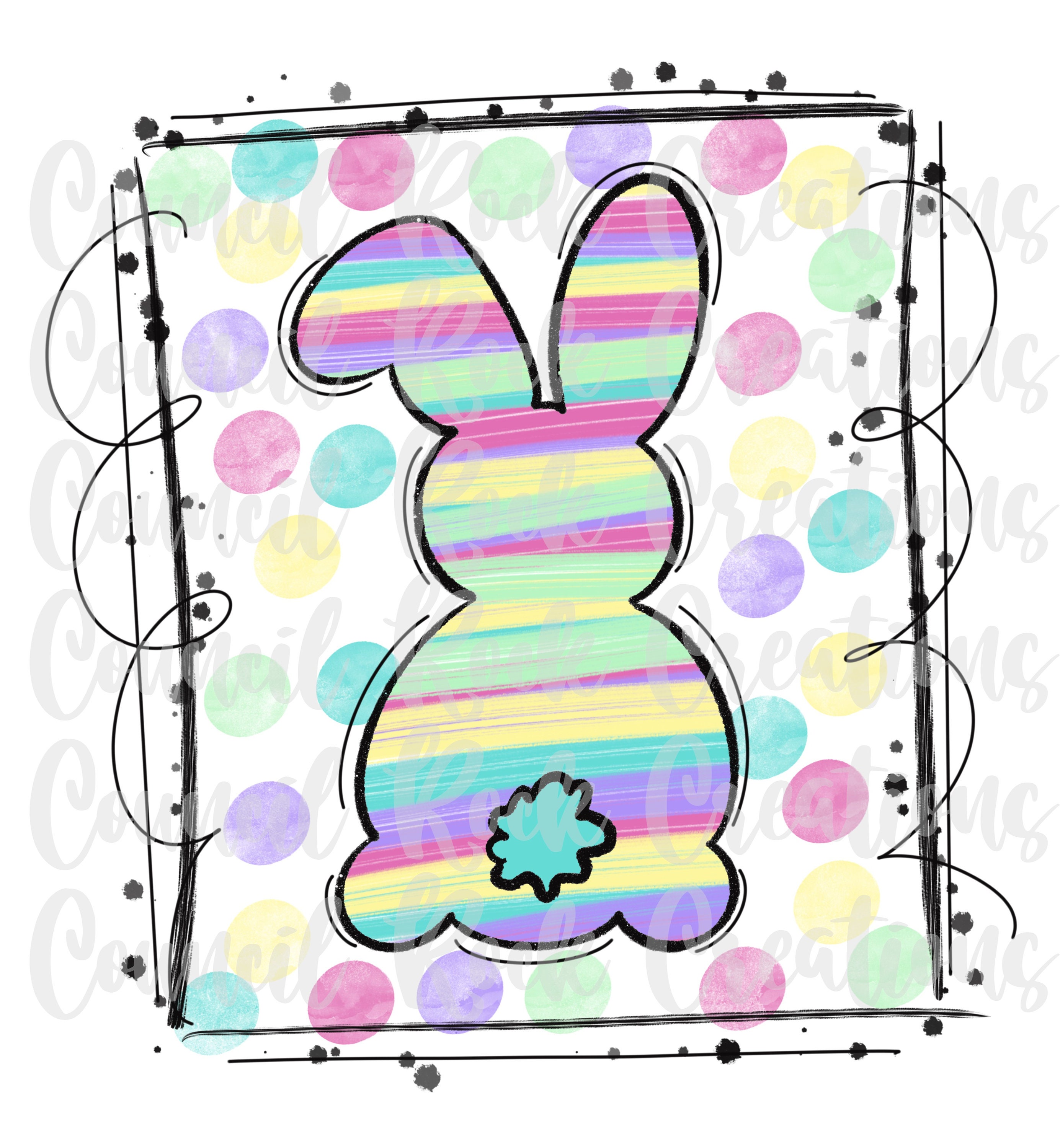 Bunny PNG Easter polka dots digital file sublimation | Etsy