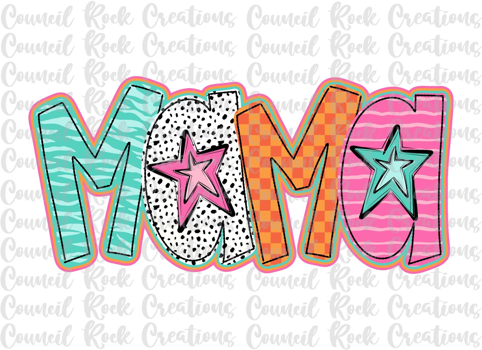Mama Png, Colorful, Checkered, Zebra Print, Dalmatian Dots, Hand ...