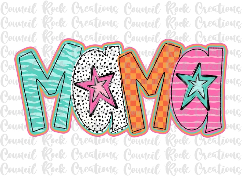 Mama Png, Colorful, Checkered, Zebra Print, Dalmatian Dots, Hand ...