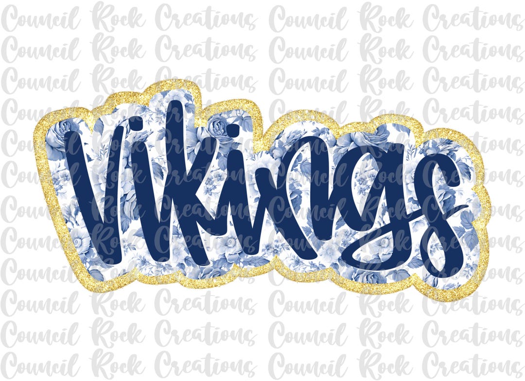 Vikings Png, Blue Floral, Glitter, Hand Lettered, Mascot, School Spirit ...