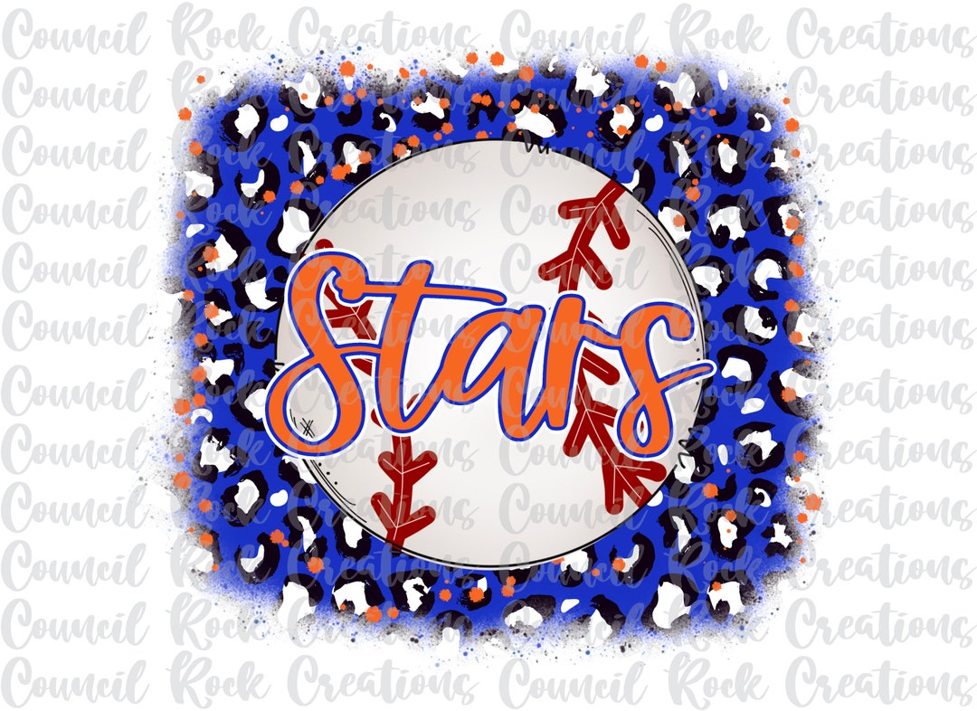 Stars Baseball PNG Royal Cheetah Print Digital File Sublimation ...