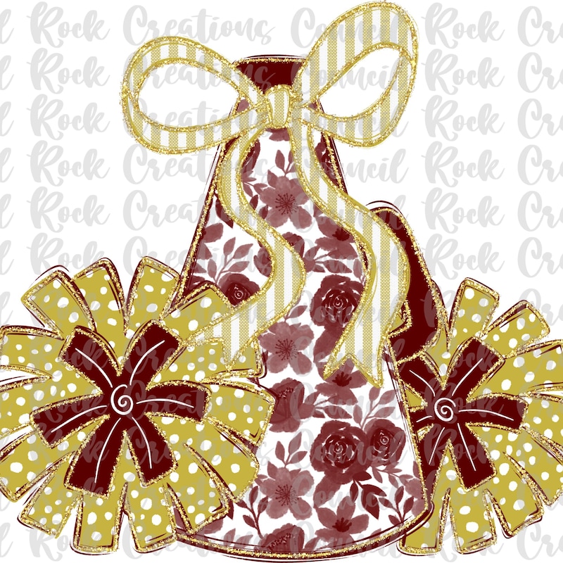 Maroon Cheer Bows With Gold - Etsy