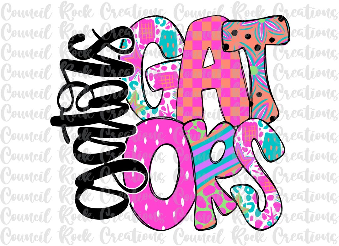 Gators Png, Colorful, Funky and Fun, School Spirit, Mascot, Hand ...
