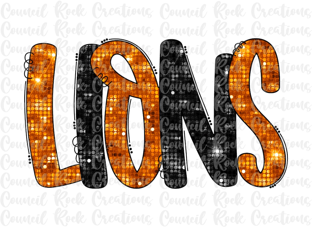 Lions Sequin Glitter Bling PNG | Doodle Letters | School Spirit ...