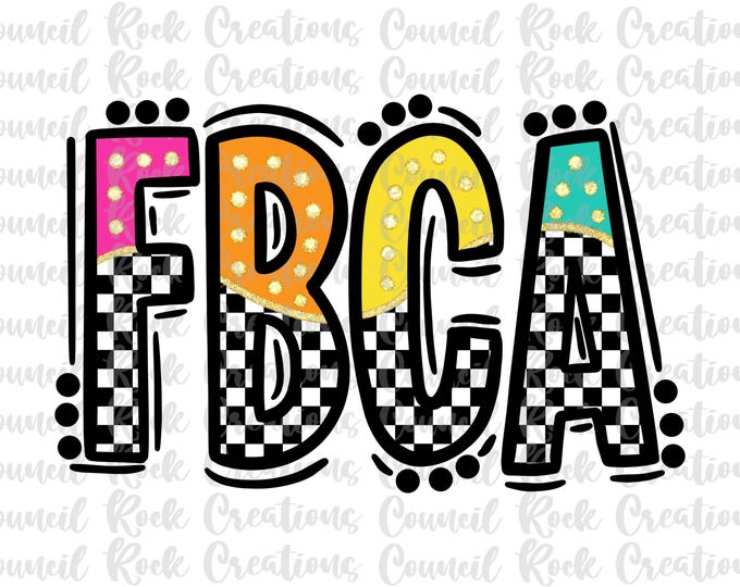 FBCA Png, Checkered, Bright Doodle Letters, Glitter Gold Dots, Mascot ...