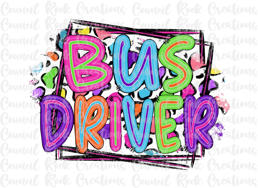 Bus Driver PNG, Colorful Cheetah Print, School, Digital Gile ...
