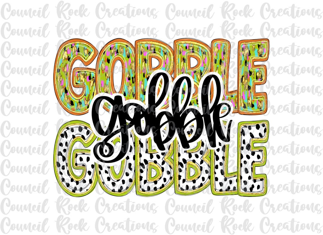 Gobble Gobble Gobble Png Png, Confetti Doodle Letters, Hand Lettered ...