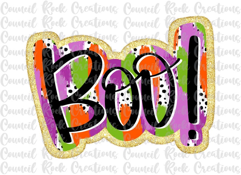 Boo Png, Dalmatian Dots, Bright Brushstrokes, Hand Lettered, Halloween ...