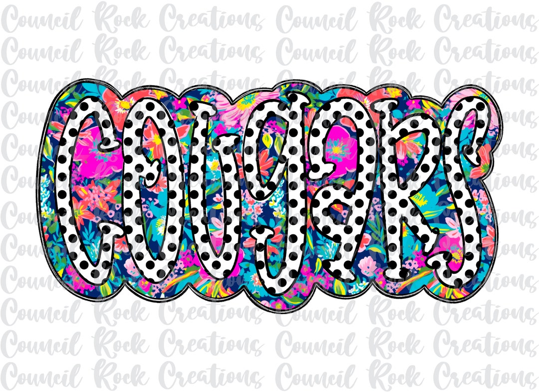 Cougars Png, Polka Dot Doodle Letter, Blue Floral, Mascot, School ...