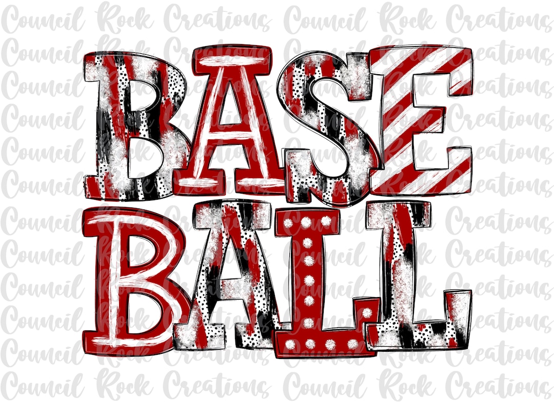 Baseball PNG, Red White Black, Hand Lettered, School Spirit ...