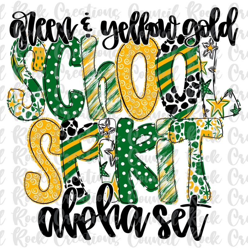 Png Green Yellow Letters - Etsy