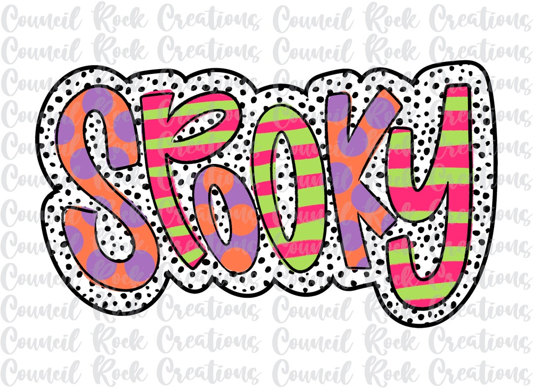 Spooky PNG, Polka Dots and Stripes Doodle Letters, Hand Lettered ...