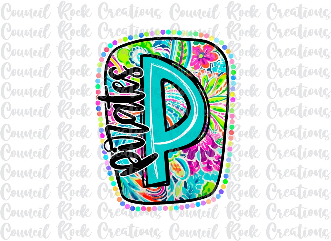 Pirates Scribble Letter PNG, Bright Paisley Floral Background, DTF ...