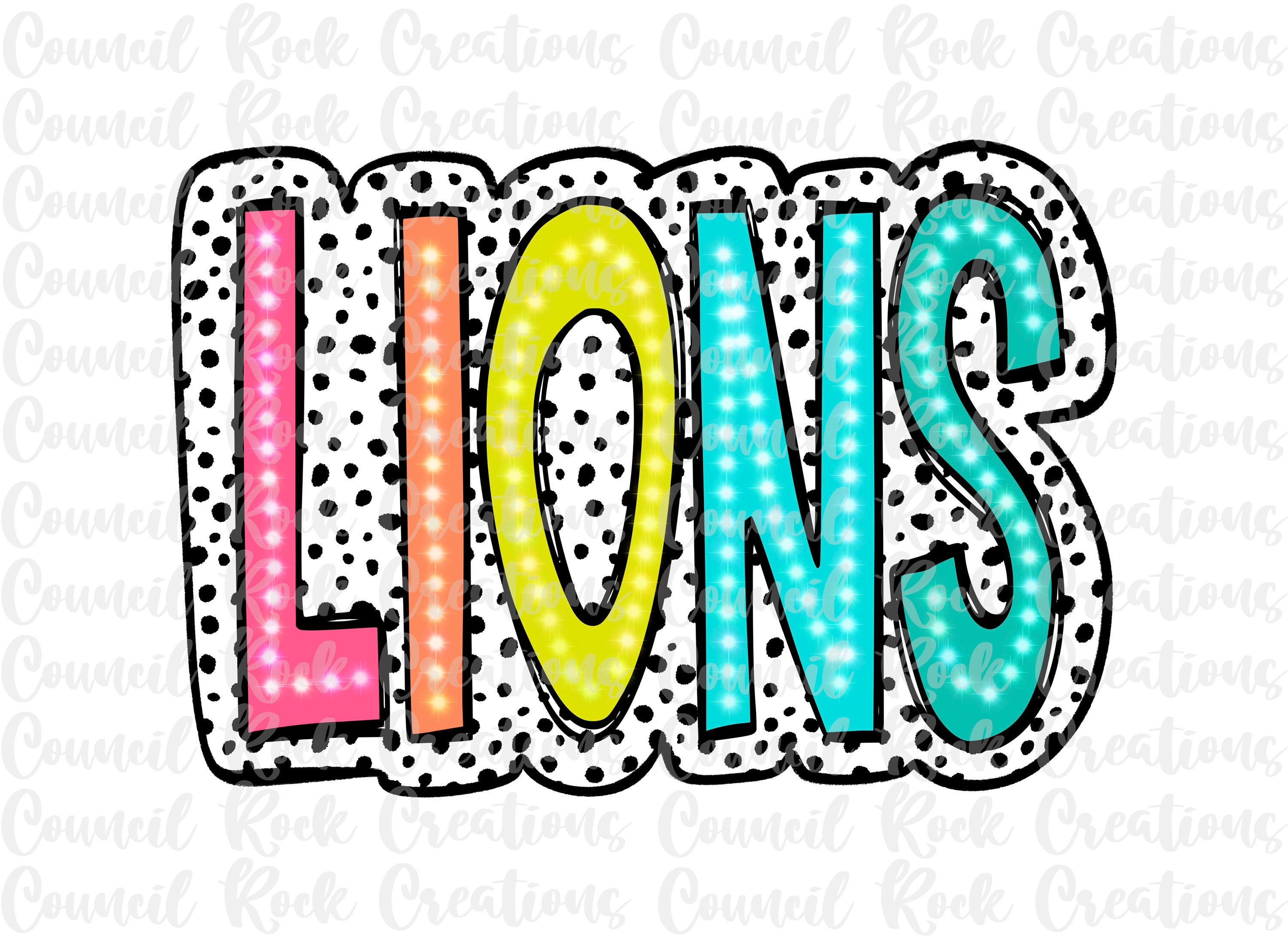 Lions PNG, Colorful, Dalmatian Dots, Mascot, School Spirit, Team Spirit ...