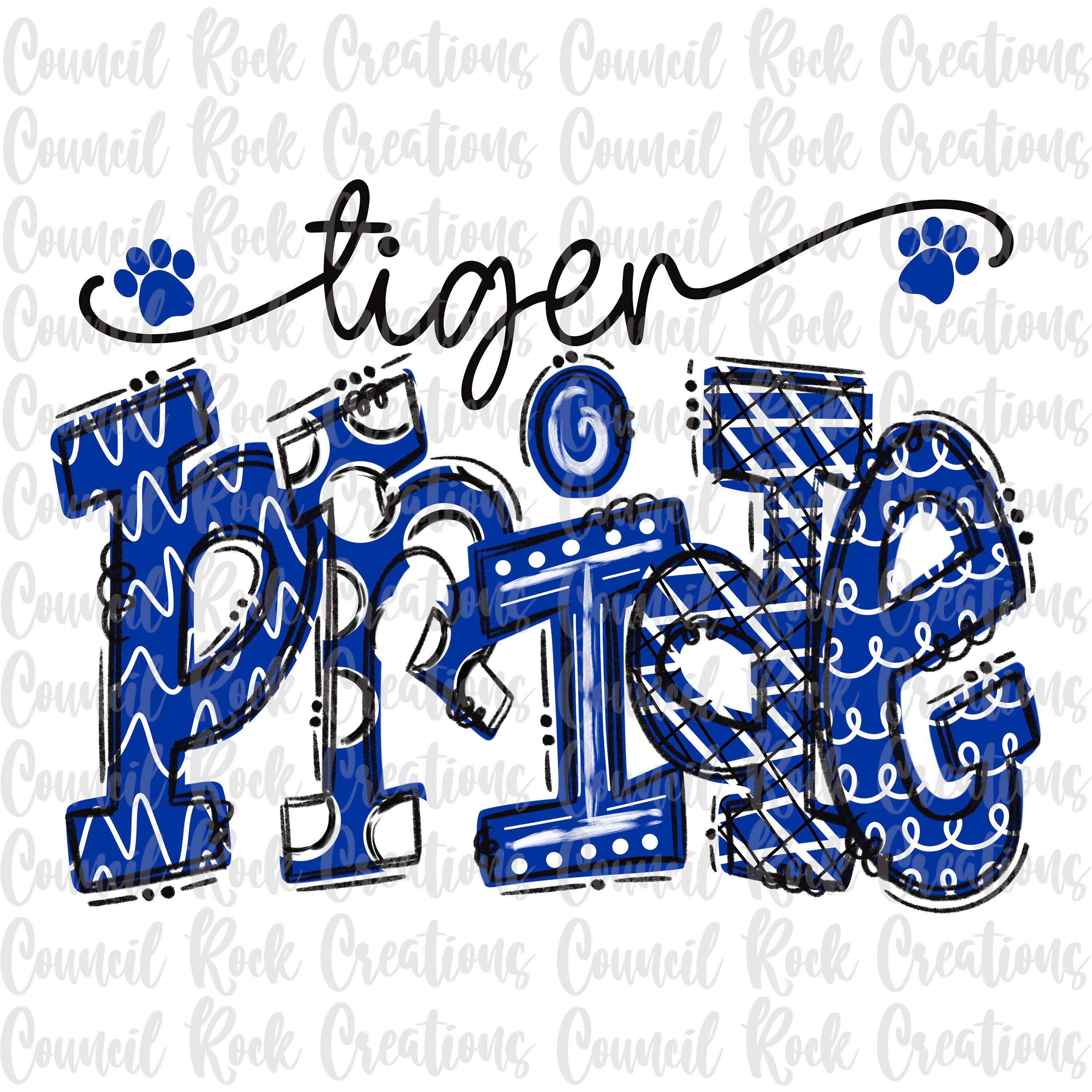Tiger Pride PNG Doodle Letters School Spirit Digital File Sublimation ...