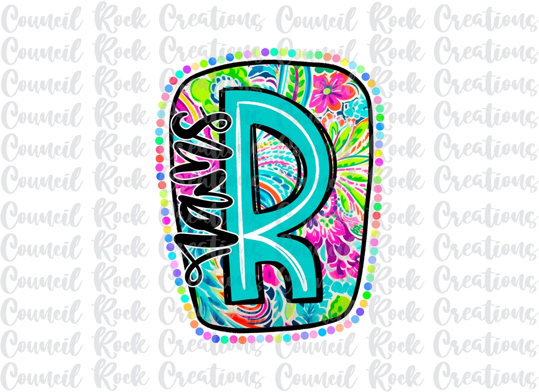 Rams Scribble Letter PNG, Bright Paisley Floral Background, DTF ...