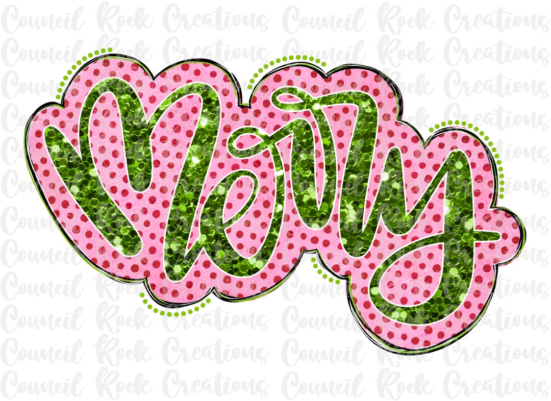 Glitter Bling Merry PNG | Hand Lettered | Dots | Christmas | Digital ...
