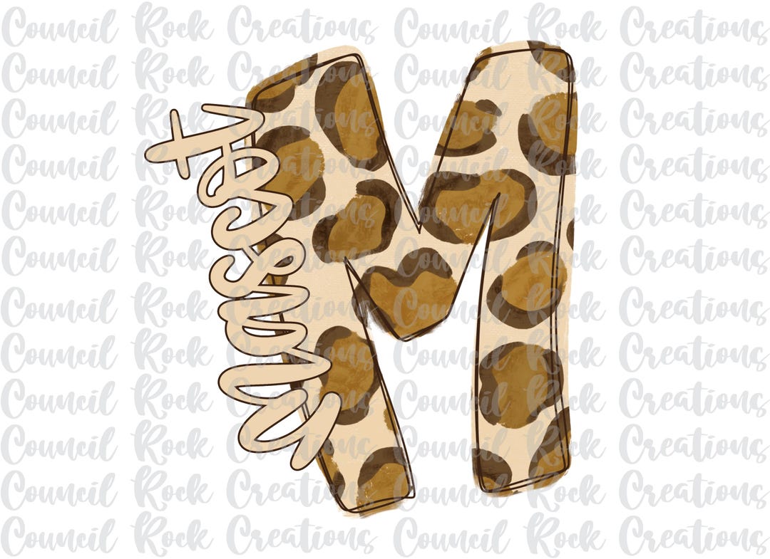 Custom Made to Order PNG, Mascot, Neutral Leopard Print, Hand Lettered ...